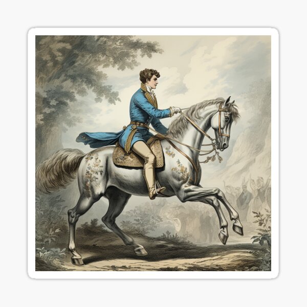 "CLASSIC ENGRAVING FROM THE 1800S WITH A KNIGHT ON HORSE" Sticker for ...