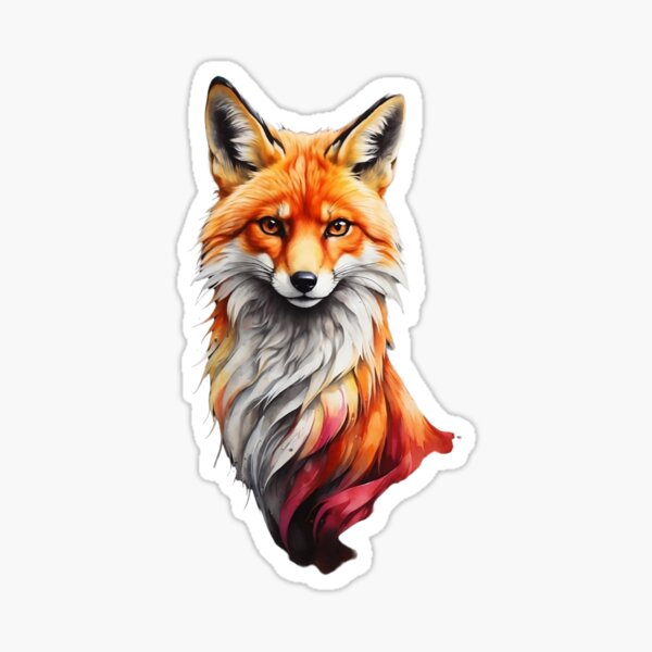 "Strong colored fox face" Sticker for Sale by bahaawahid | Redbubble