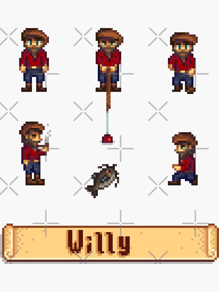 "Stardew Valley Sprites - Willy" Sticker for Sale by kathdvd | Redbubble