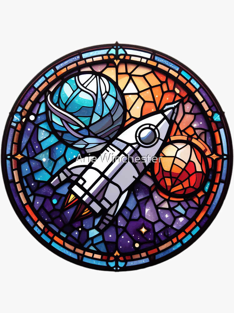 "Stained Glass Space Travel" Sticker for Sale by Aria Winchester ...