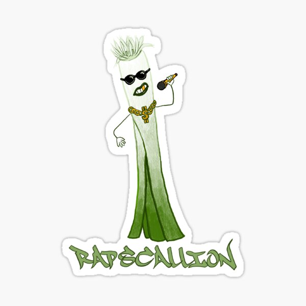 "Rapper + scallion = Rapscallion" Sticker for Sale by EM Rodero | Redbubble