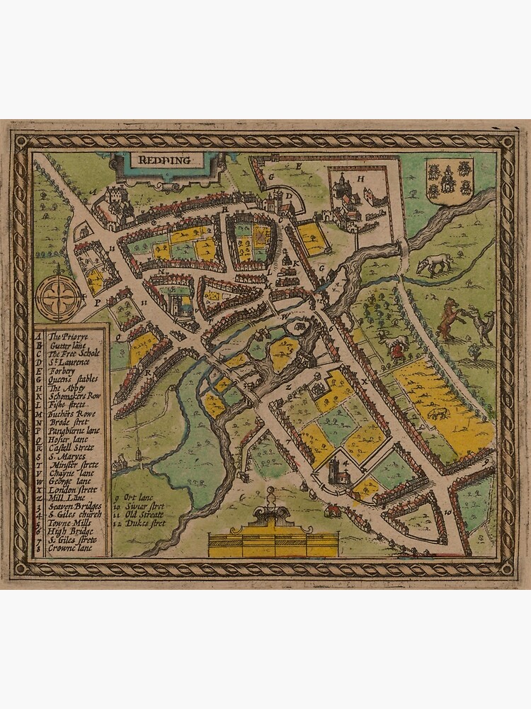 "Vintage Map of Reading England (1611)" Photographic Print by ...
