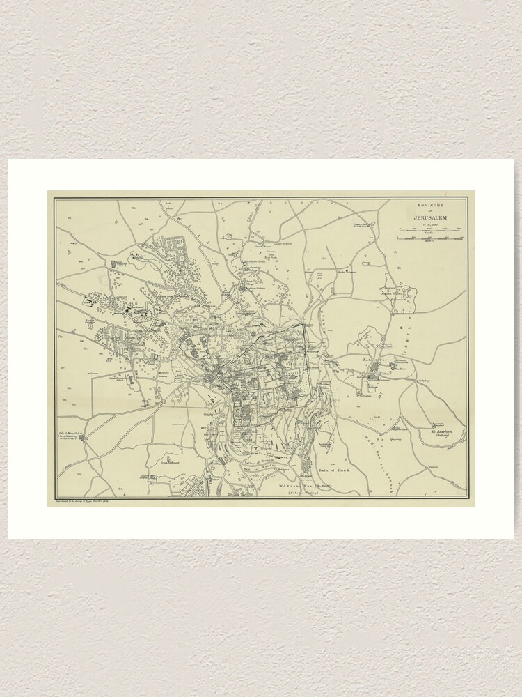 "Vintage Map of Jerusalem Israel (1917)" Art Print by BravuraMedia ...