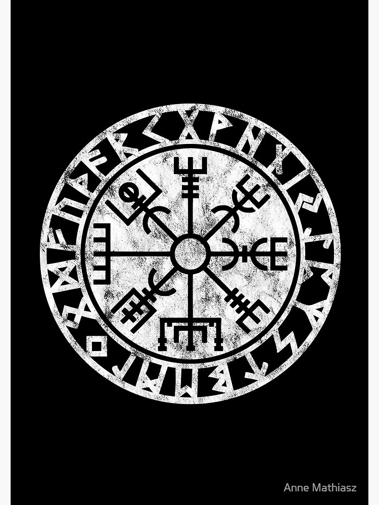 "Vintage, Vegvisir, symbol, Futhark runes, viking compass, norse ...