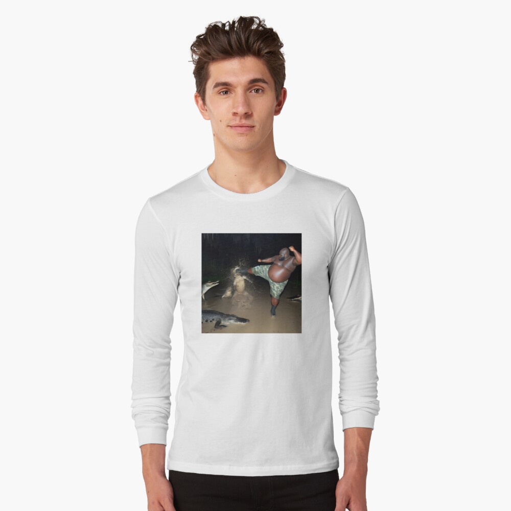 "Gumbo Slice Meme Fat Black Guy Kicking Alligator" Poster for Sale by ...