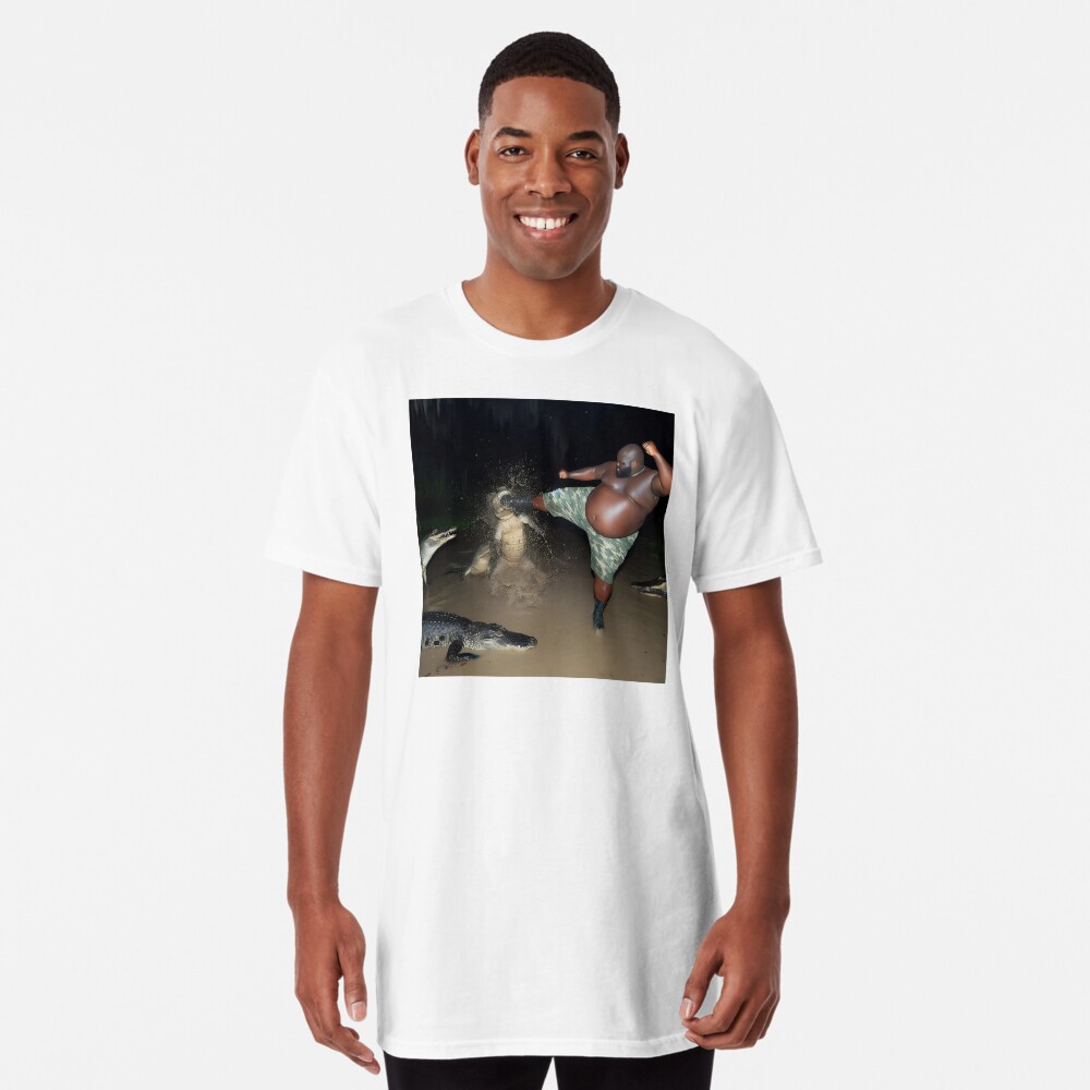 "Gumbo Slice Meme Fat Black Guy Kicking Alligator" Poster for Sale by ...