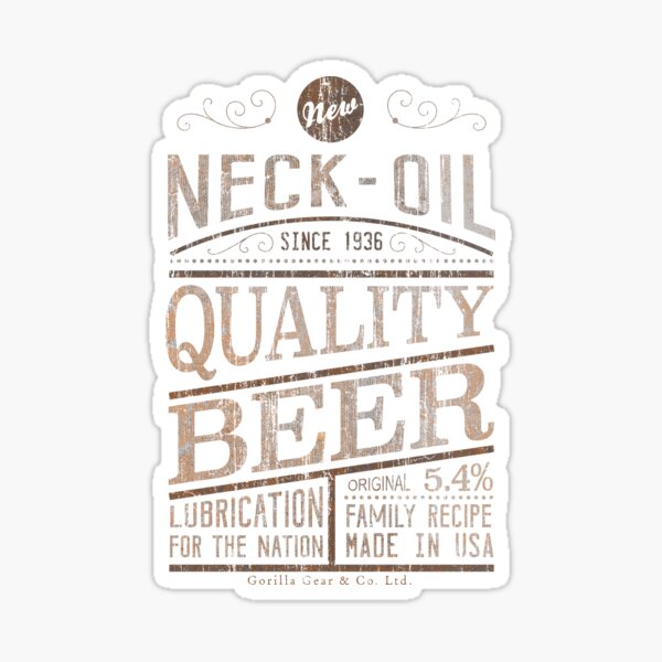 "Neck Oil, Vintage Craft Beer Poster Design" Sticker for Sale by ...