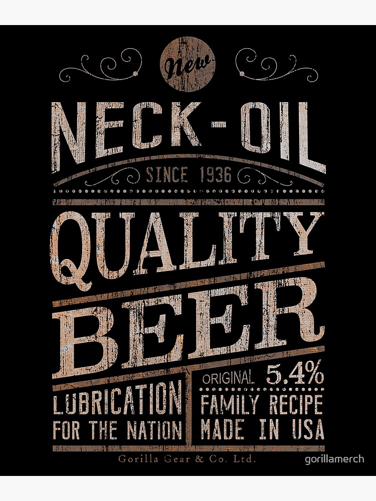 "Neck Oil, Vintage Craft Beer Poster Design" Poster for Sale by ...