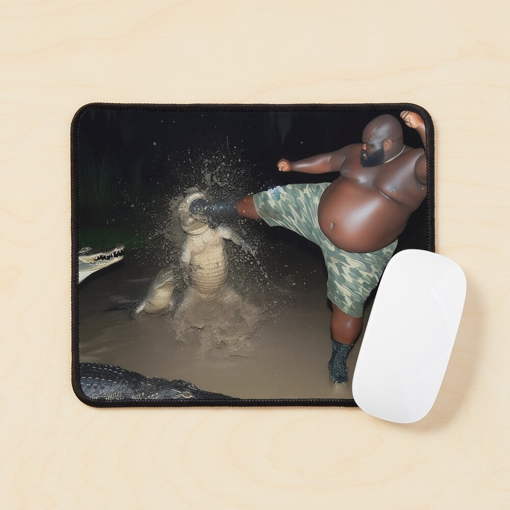 "Gumbo Slice Meme Fat Black Guy Kicking Alligator" Poster for Sale by ...