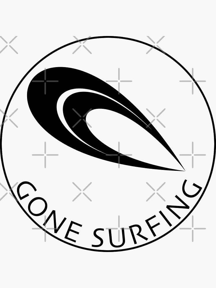 "Gone Surfing Sticker - Regular Black Bottom" Sticker for Sale by ...