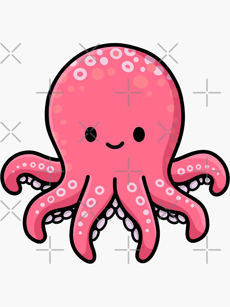 "Cute Octopus Cartoon" Sticker for Sale by MoasisArt | Redbubble