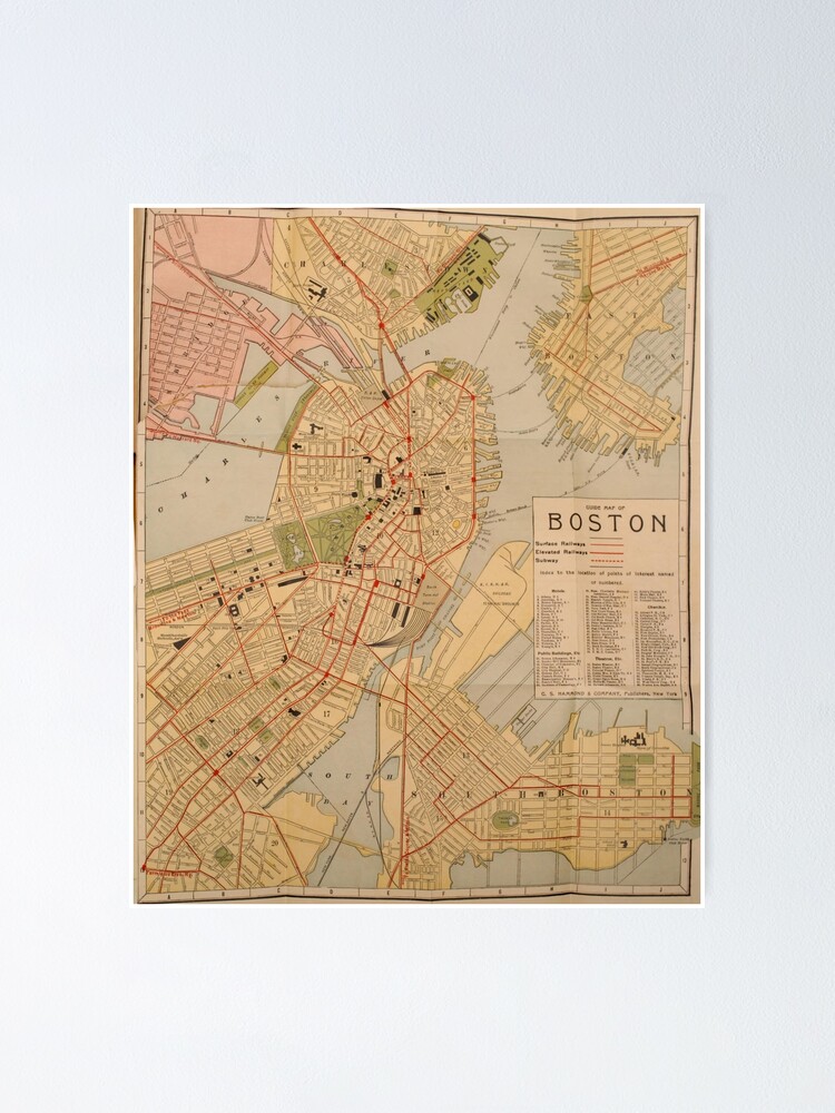 "Vintage Map of Boston MA (1902)" Poster for Sale by BravuraMedia ...