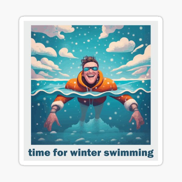 "Winter Swimming - Men in the cold water" Sticker for Sale by kreafox ...