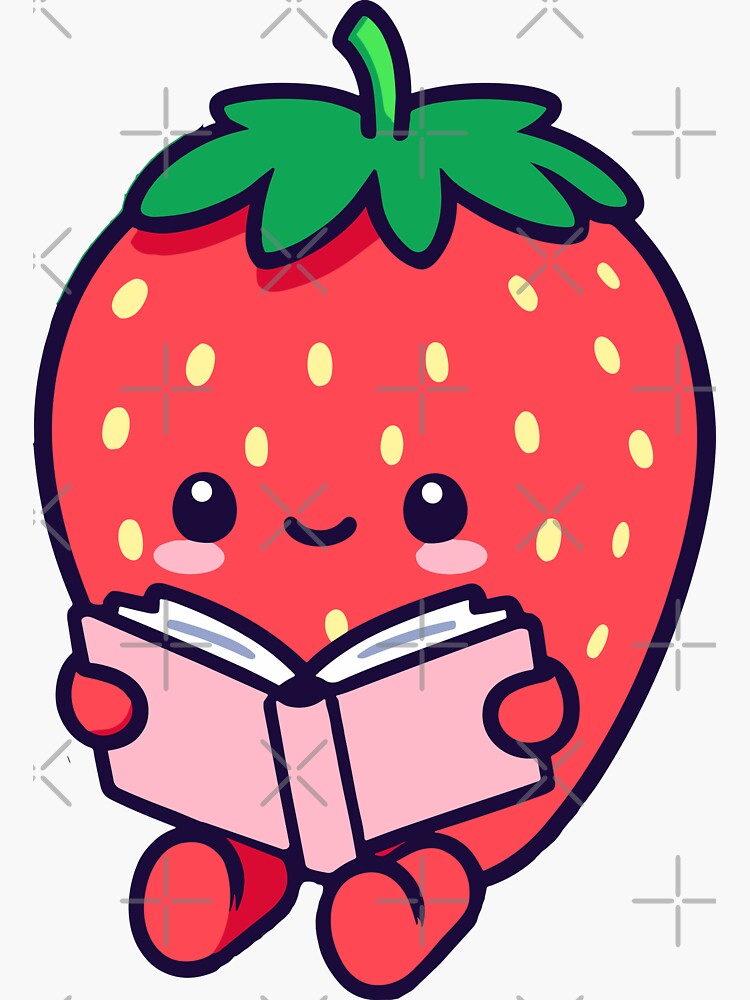 "Cute Strawberry Reading Book" Sticker for Sale by StickyBook | Redbubble