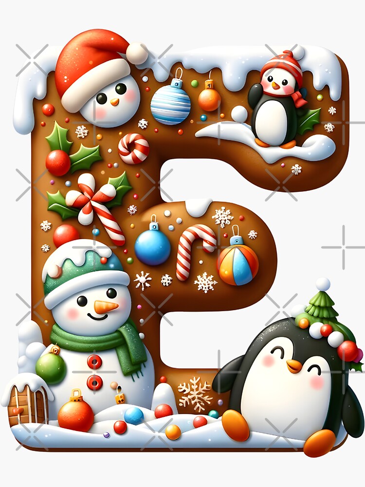 "Christmas Letter E" Sticker for Sale by pawipat | Redbubble