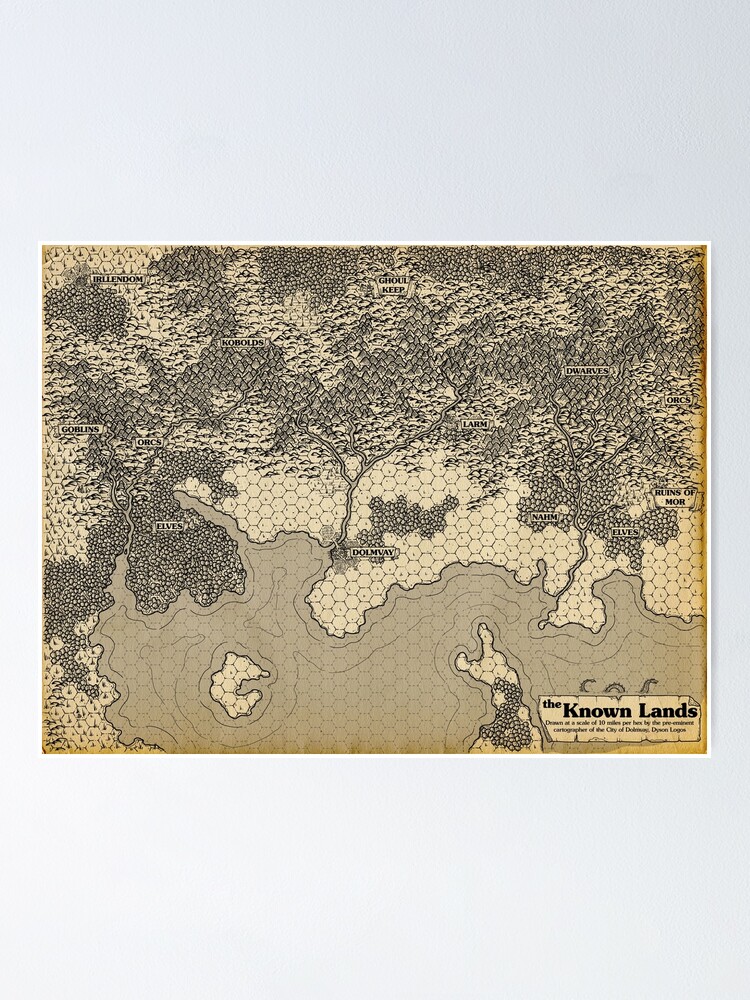 "The Known Lands - hexmap of the Labyrinth Lord setting" Poster for ...