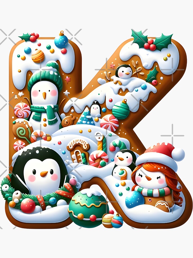 "Christmas Letter K" Sticker for Sale by pawipat | Redbubble