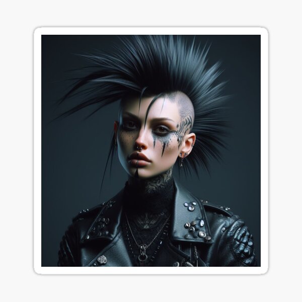 "Punk Mohican and Mohawk " Sticker for Sale by AiPoliviosArt | Redbubble