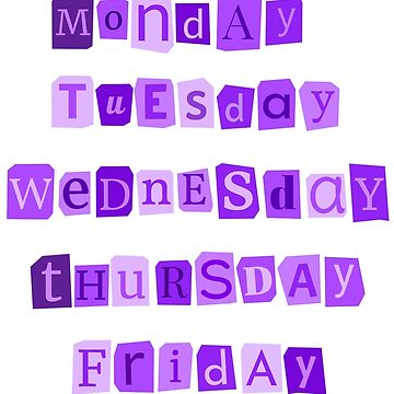 "Purple Days of the Week magazine cut-out pack" Sticker for Sale by ...