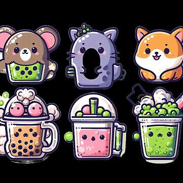 "Animal Bubble Tea Set" Sticker for Sale by bobabunnyt | Redbubble