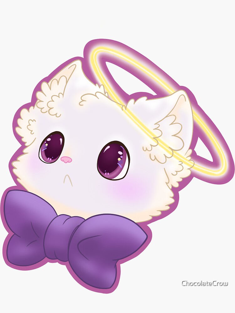 "Angel Cat" Sticker for Sale by ChocolateCrow | Redbubble