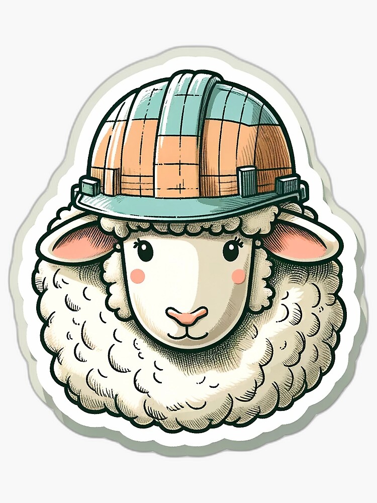 "Construction Critter: Hard-Hat Sheep" Sticker for Sale by daneko ...