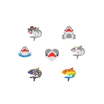 "Shark Emoji Meme Pack of 7" Art Board Print for Sale by Culture-Corner ...