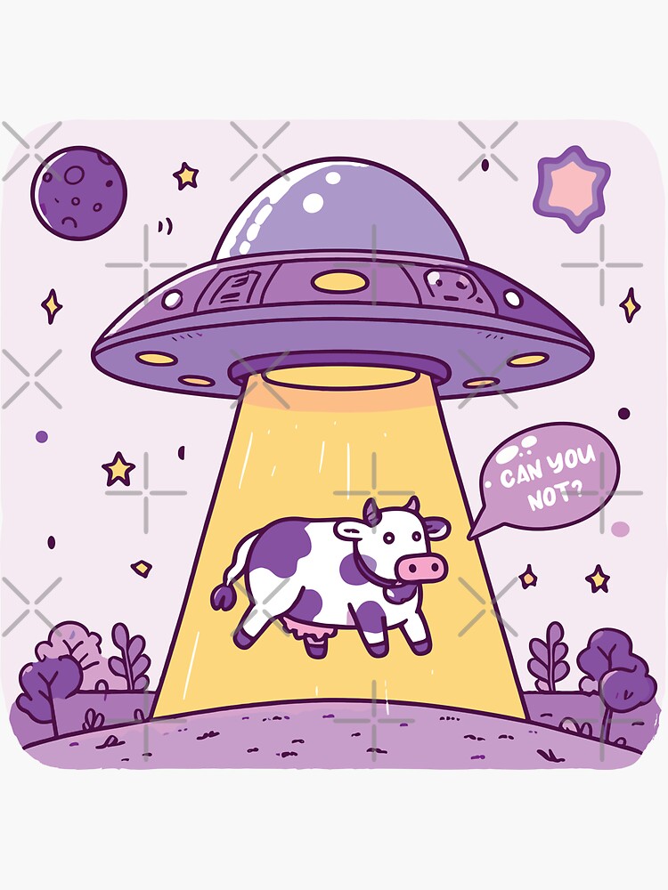 "Alien gen Z cow abduction" Sticker for Sale by SweetLog | Redbubble