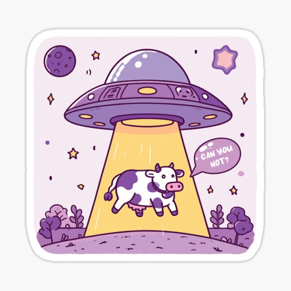 "Alien gen Z cow abduction" Sticker for Sale by SweetLog | Redbubble