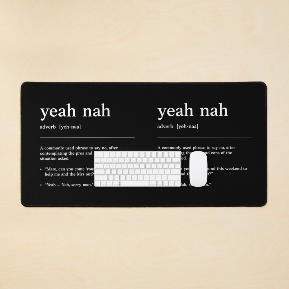 "Yeah nah | White text on Black | Funny Australian slang, phrase and ...