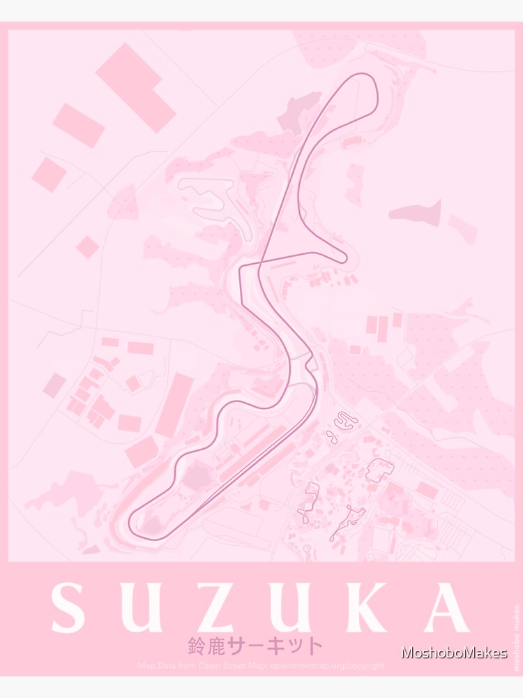 "Suzuka Circuit, Japan | Pink Pastel Track Map | Formula 1 Track Map ...