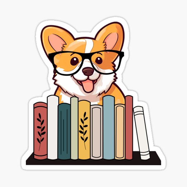 "Corgi And Books" Sticker for Sale by TheAnimalZ00 | Redbubble