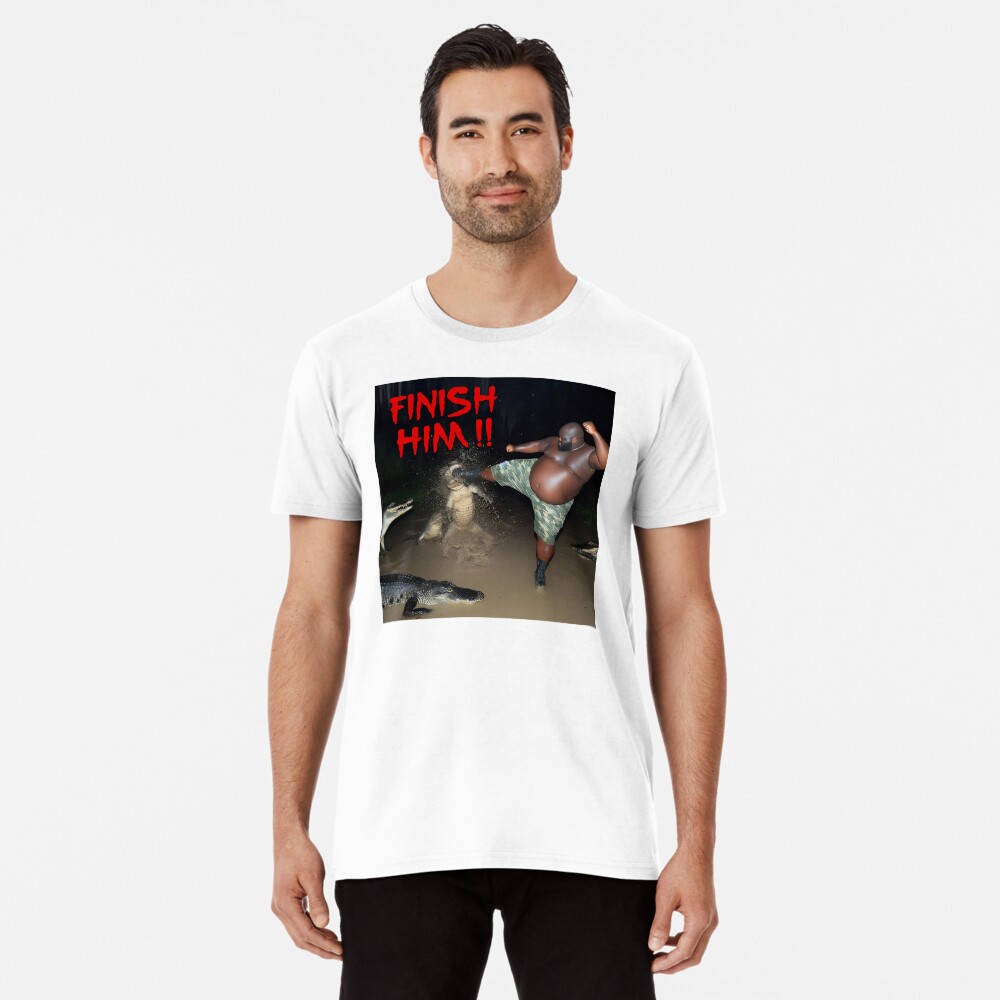 "Gumbo Slice Meme Black Man Kicking Alligator (Finish Him)" Sticker for ...