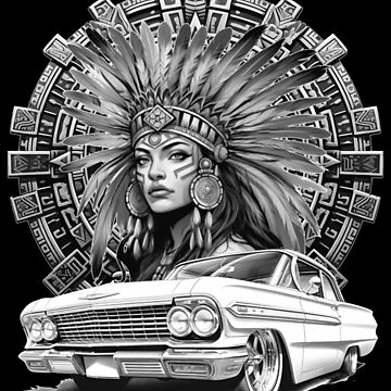 "Aztec Woman Chicano Mexican Lowrider" Art Board Print for Sale by ...