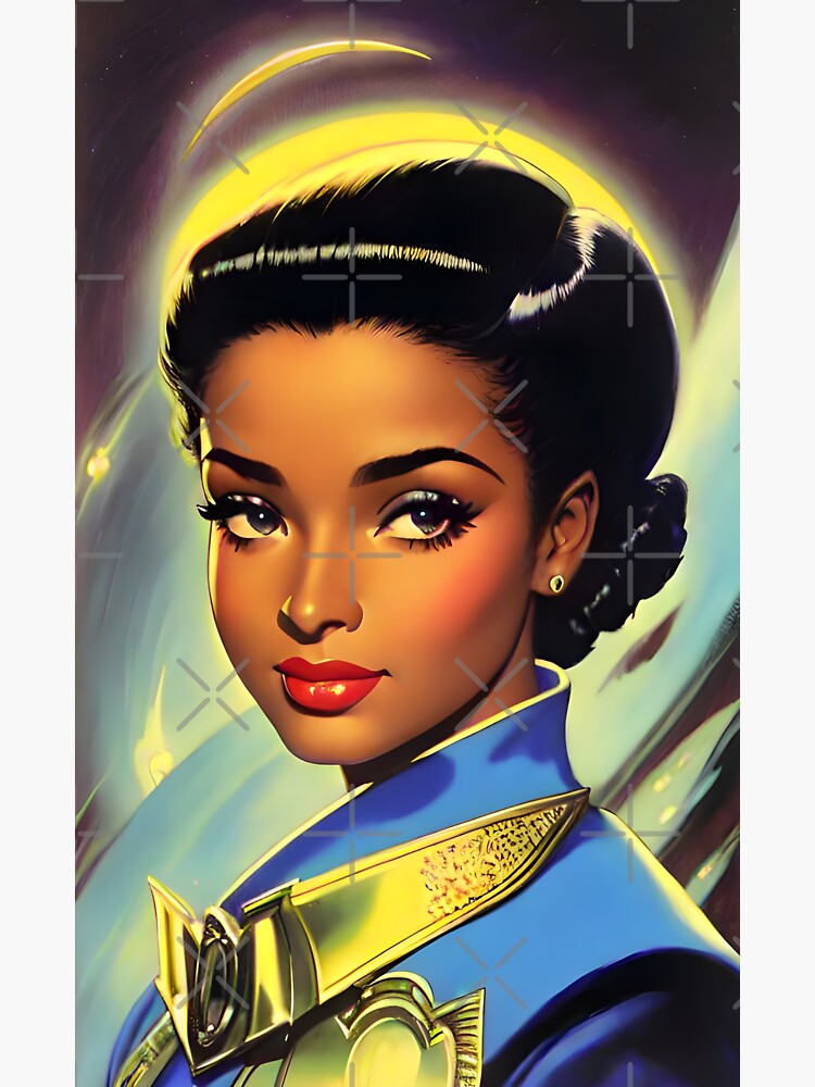 "Celestial Vision in Red | Pulp Art Portrait" Sticker for Sale by ...