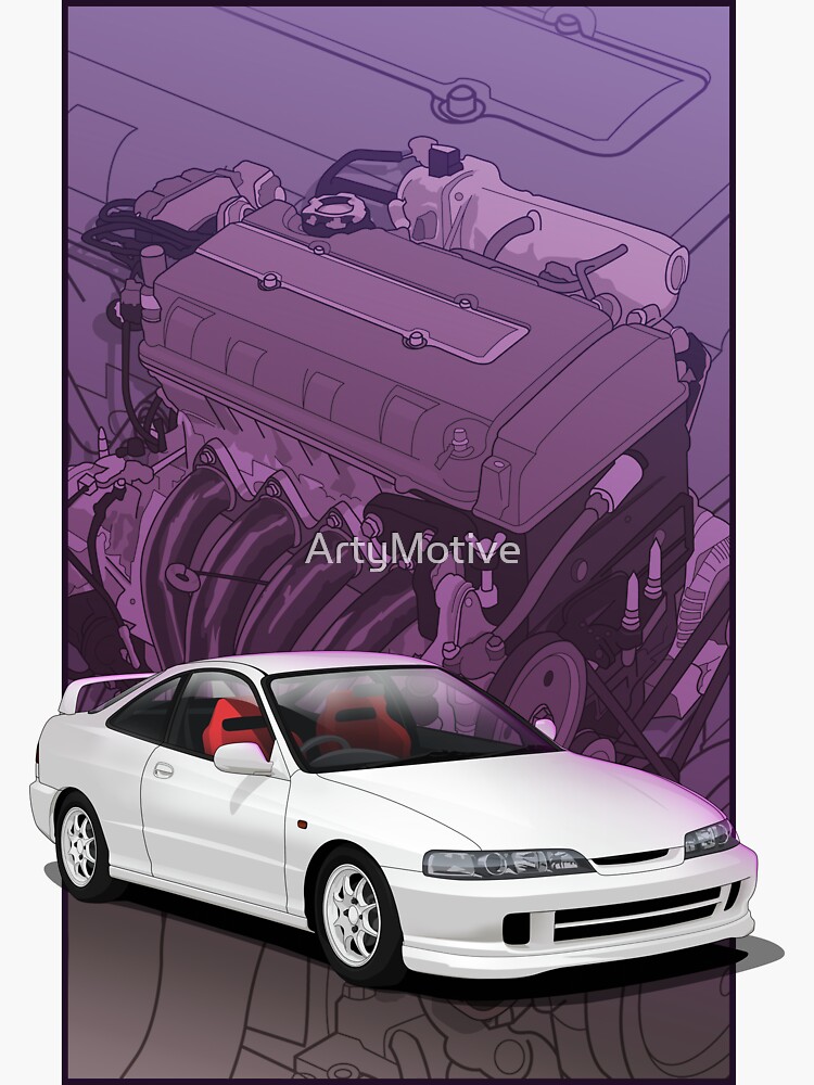 "Integra dc2 with b series background " Sticker for Sale by ArtyMotive ...
