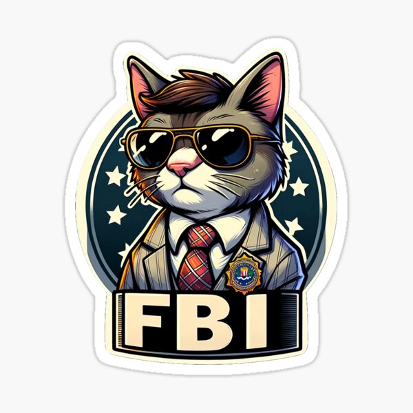 "Cartoon FBI Agent Cat" Sticker for Sale by fkdesignsshirts | Redbubble