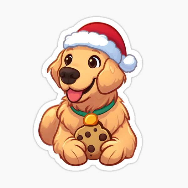 "Furry Festivities: Golden Pup and the Cookie Countdown" Sticker for ...
