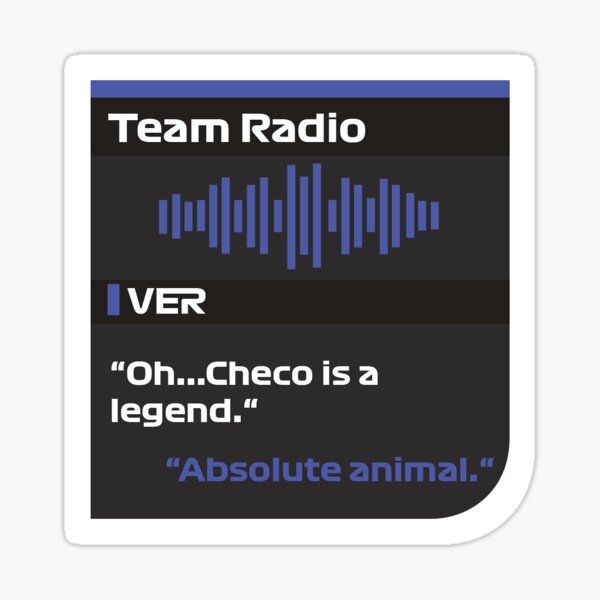 "Max Verstappen F1 team radio message" Sticker for Sale by BanicCompany ...