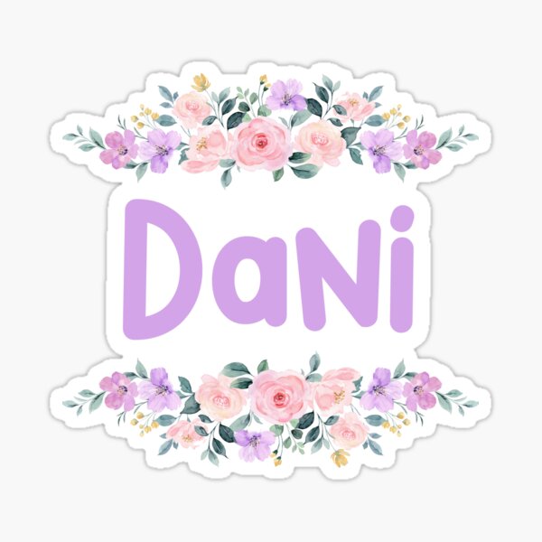 "Purple Flower Dani Name Label (Black)" Sticker for Sale by NormadWorld ...