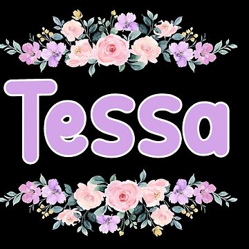 "Purple Flower Tessa Name Label (Black)" Sticker for Sale by ...