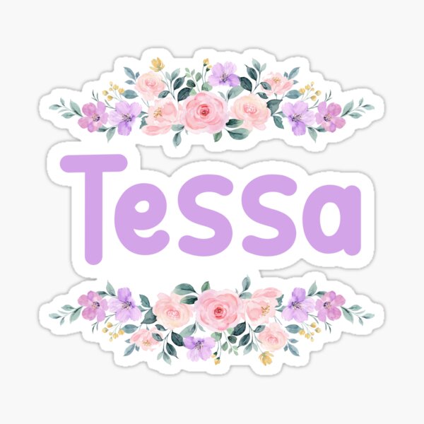 "Purple Flower Tessa Name Label (Black)" Sticker for Sale by ...