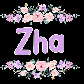 "Purple Flower Zha Name Label (Black)" Sticker for Sale by NormadWorld ...