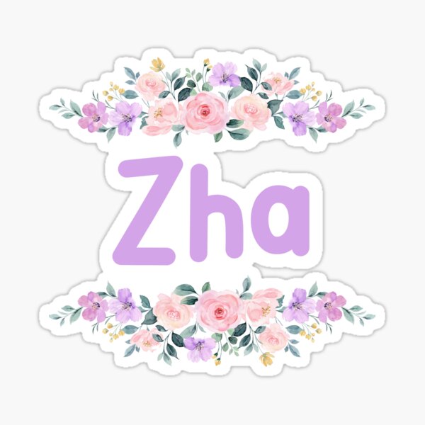 "Purple Flower Zha Name Label (Black)" Sticker for Sale by NormadWorld ...