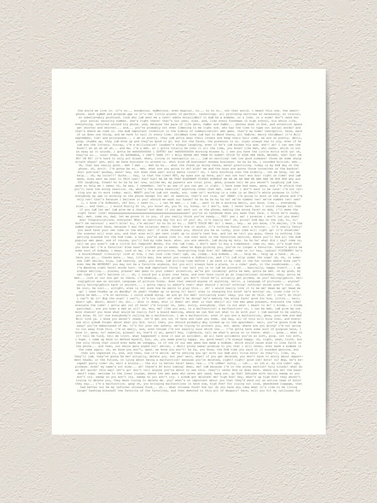 "Emoji Movie Script " Art Print for Sale by GeneralMilkshak | Redbubble