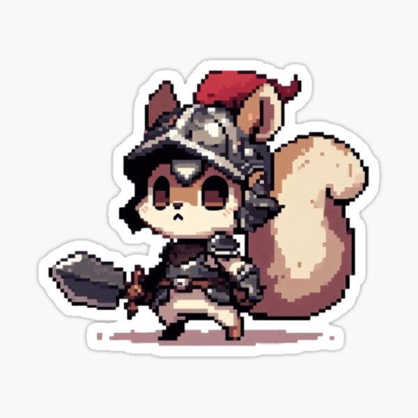 "Cute RPG Knight Squirrel In Pixel Art" Sticker for Sale by FoxOfPixels ...
