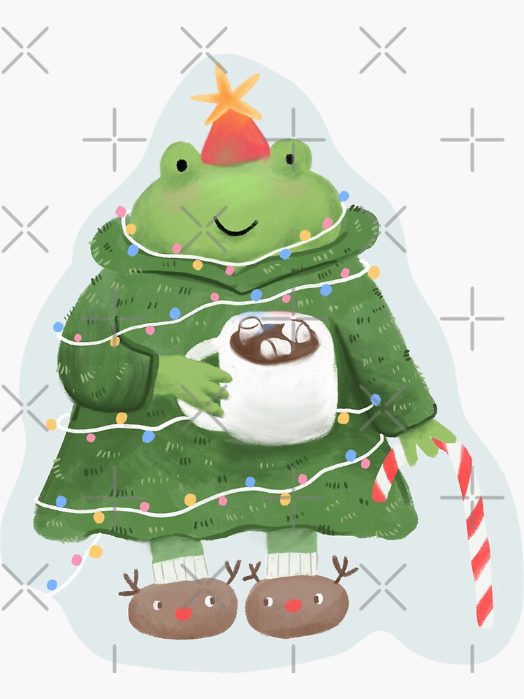 "Extra cozy and cute Christmas frog" Sticker for Sale by kostolom3000 ...