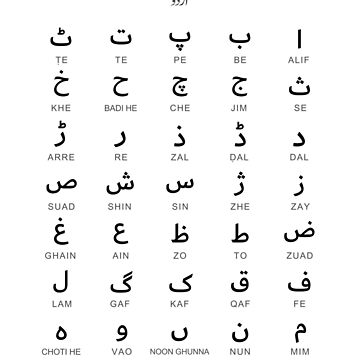 "Urdu Alphabet Chart, Language Learning Chart, White" Poster for Sale ...