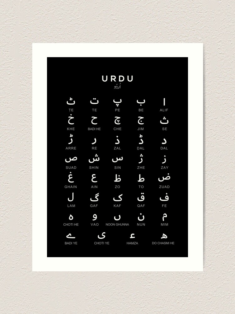 "Urdu Alphabet Chart, Language Learning Chart, Black" Art Print for ...