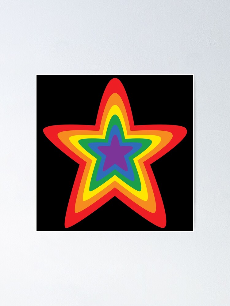 "Gay Pride Star (black background)" Poster for Sale by dysperdis ...